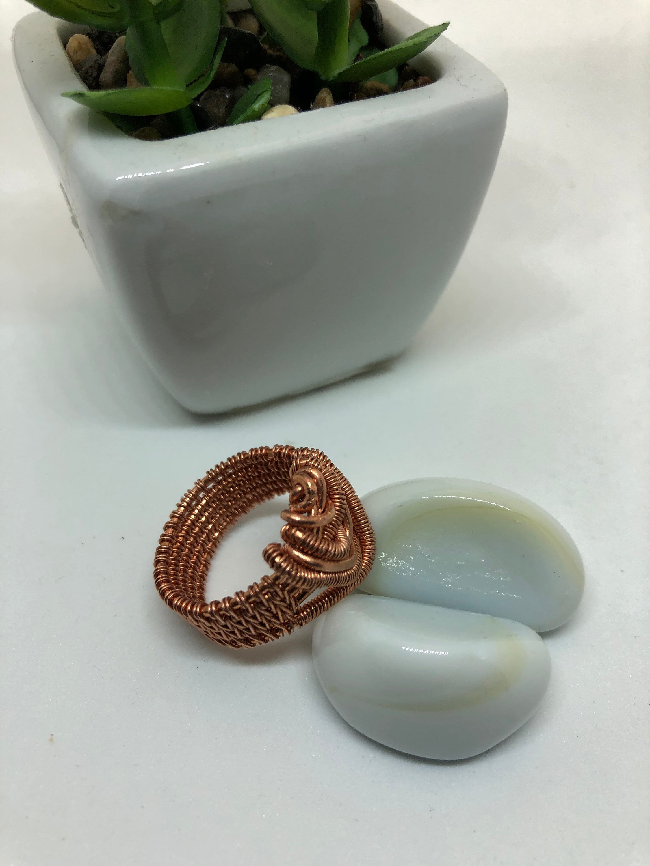 Wire Wrapping Ring With Thick Band. Copper Wire Wrapped Ring. Old ...