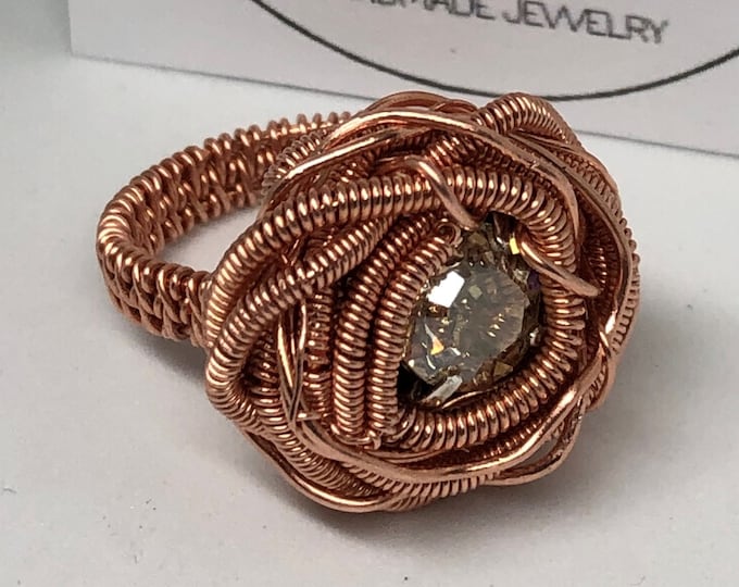 Wire Wrapping Ring With Thick Band. Wrapped Ring. Copper Wire - Etsy