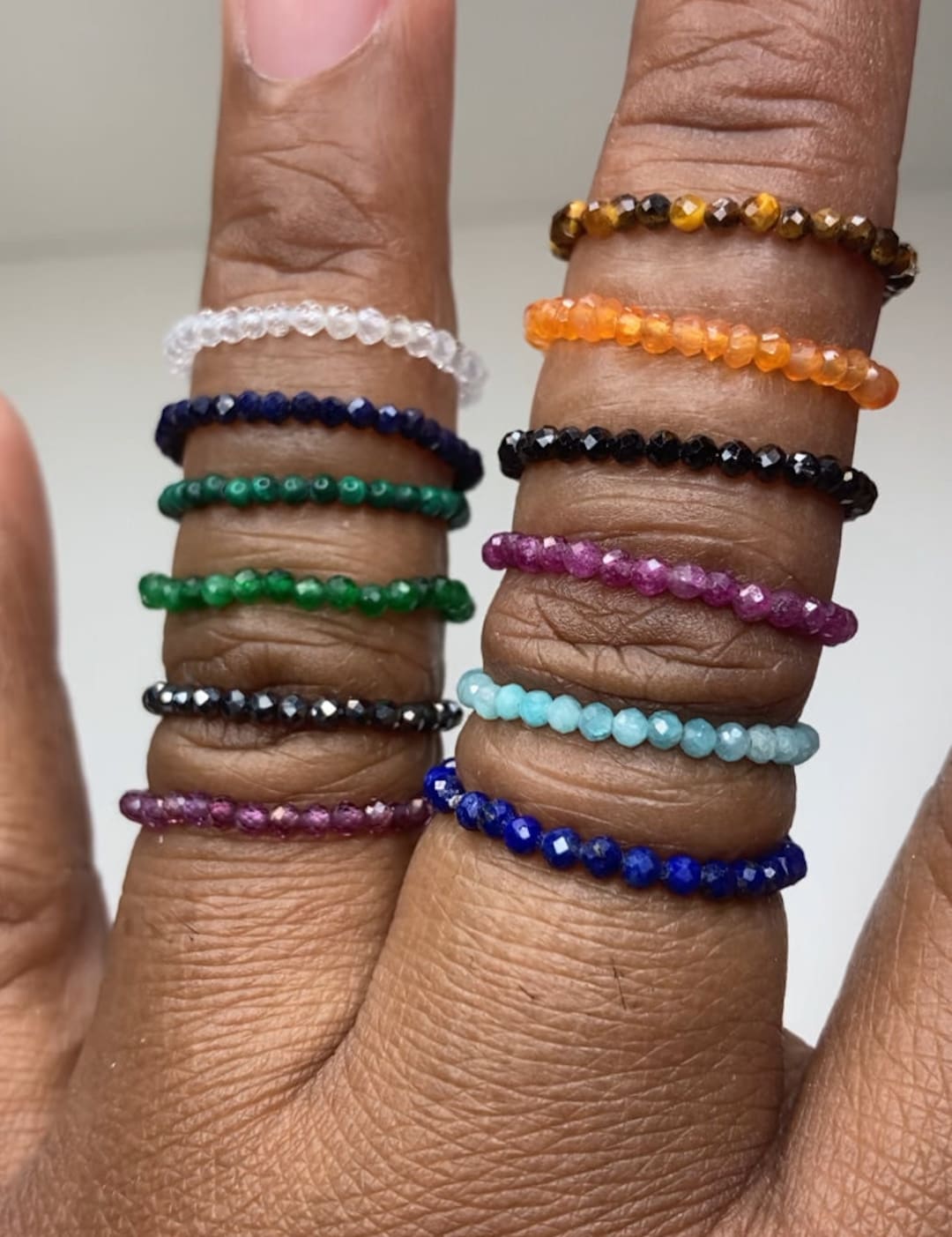 Elastic Anti-anxiety Ring Made of Natural Gemstone Beads. Beaded ...