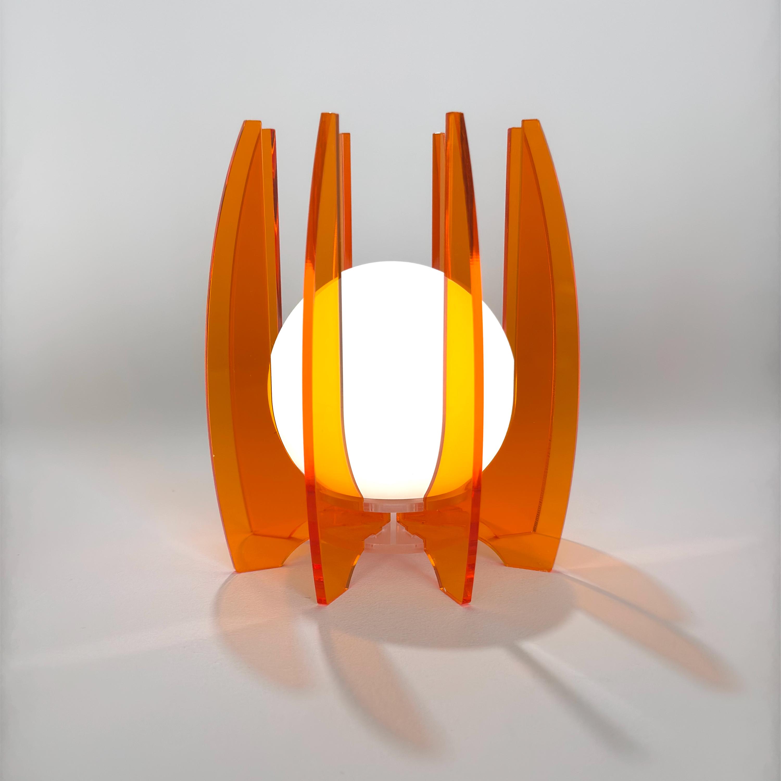Orange Acrylic LED Orb Lamp: Retro Futuristic Night Light - Etsy