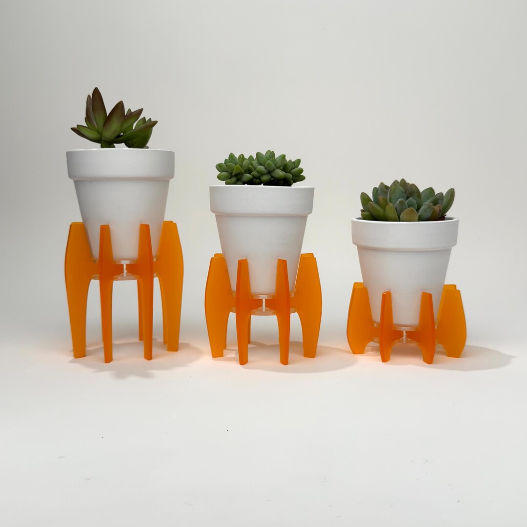 Set of 3 Retro-futuristic Plant Pot Stand – Perfect for Succulents ...