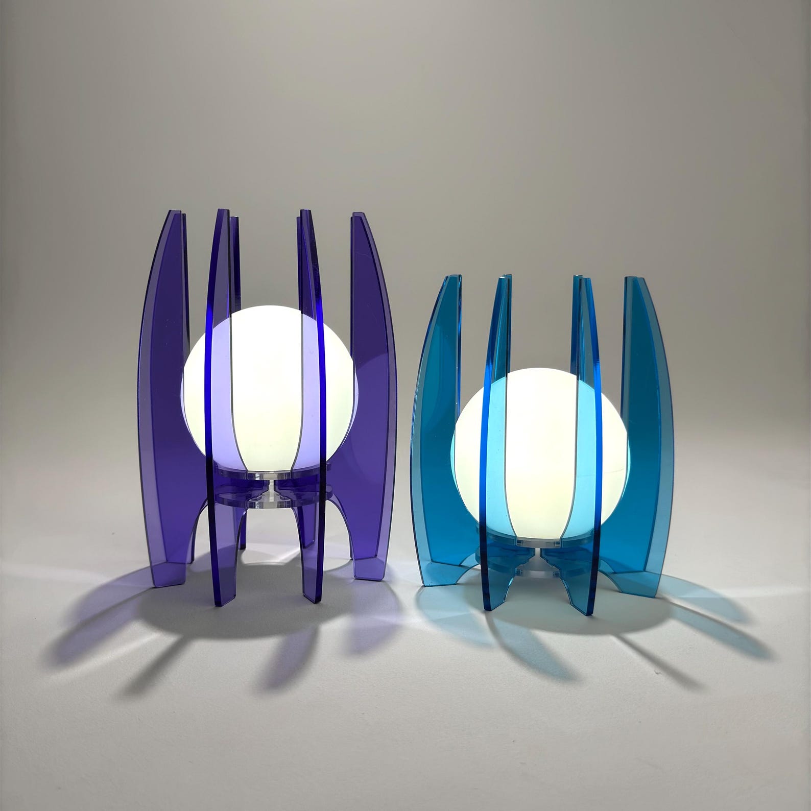 Set of 2 Space Age Retro Futuristic LED Orb Lamps (size A+B) – Mid ...