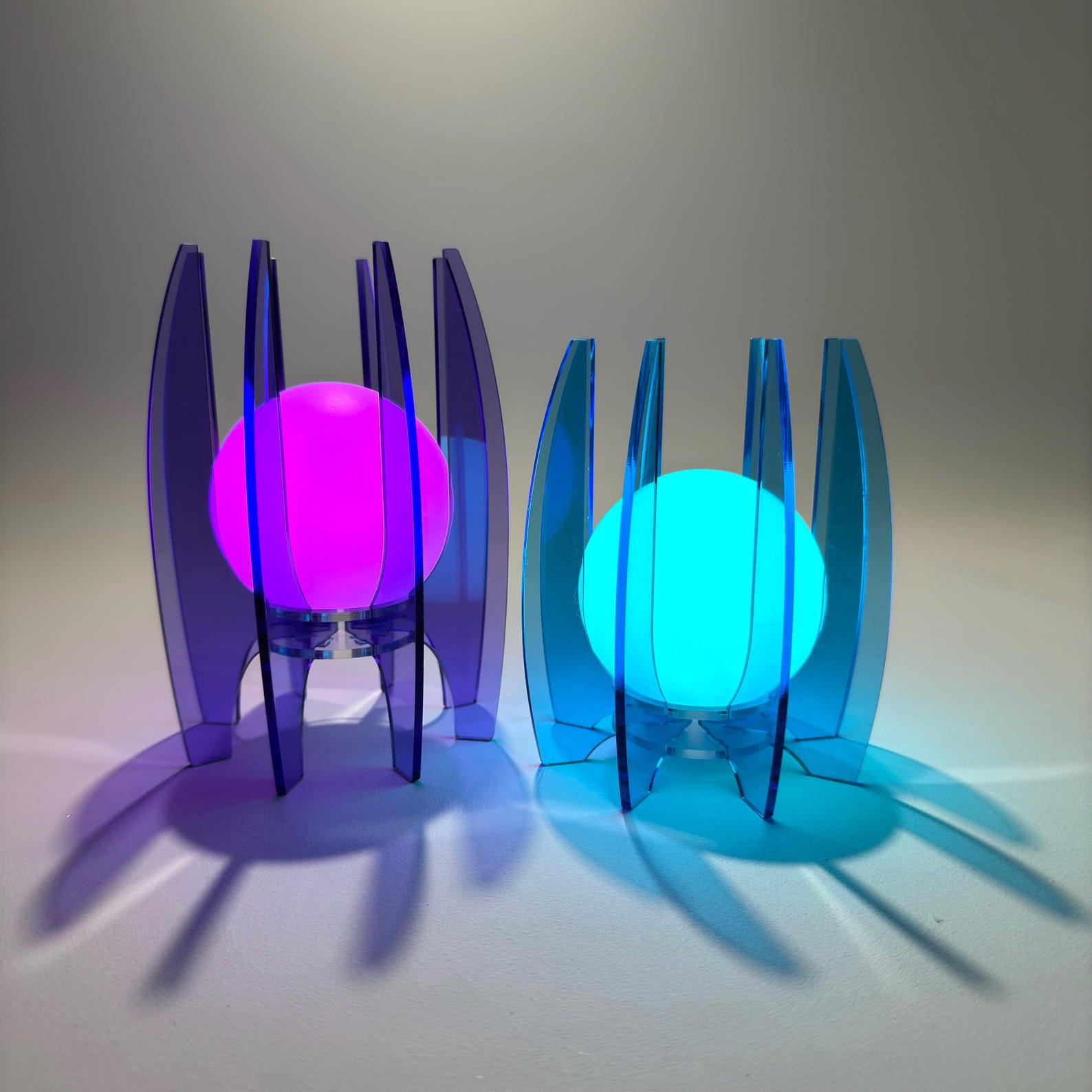 Set of 2 Space Age Retro Futuristic LED Orb Lamps (size A+B) – Mid ...