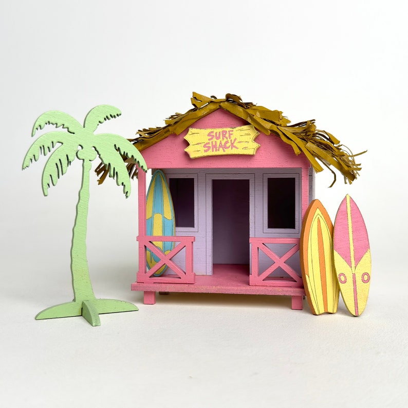 DIY Kit Surf Shack Wood Model – With 3 Mini Surfboards and a Coconut ...