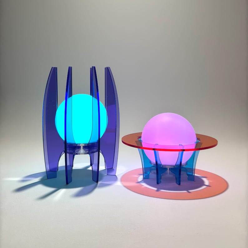 Set of 2 Space Age LED Orb Lamps: Retro Futuristic Mood Night Light - Etsy