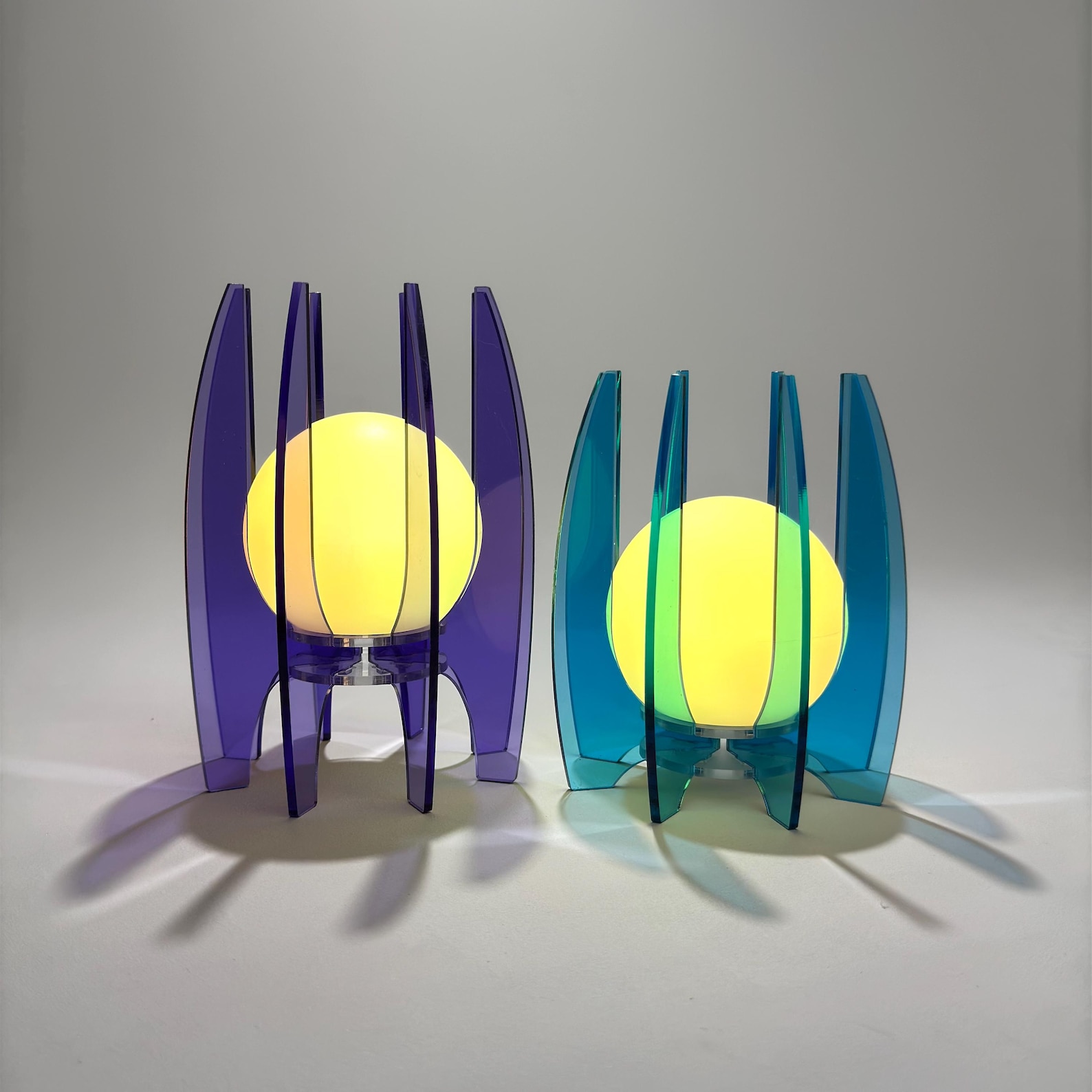 Set of 2 Space Age Retro Futuristic LED Orb Lamps (size A+B) – Mid ...