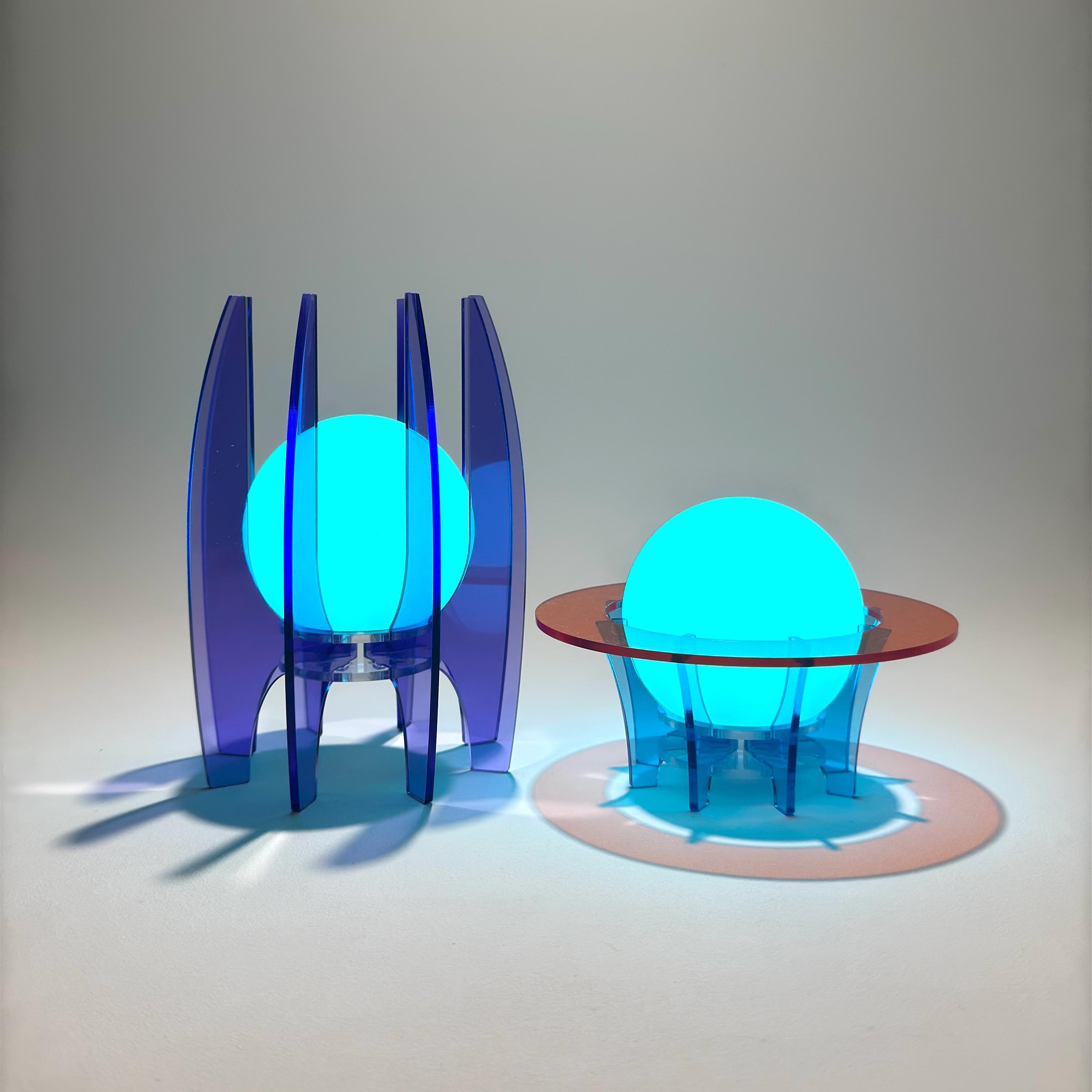 Set of 2 Space Age LED Orb Lamps: Retro Futuristic Mood Night Light ...