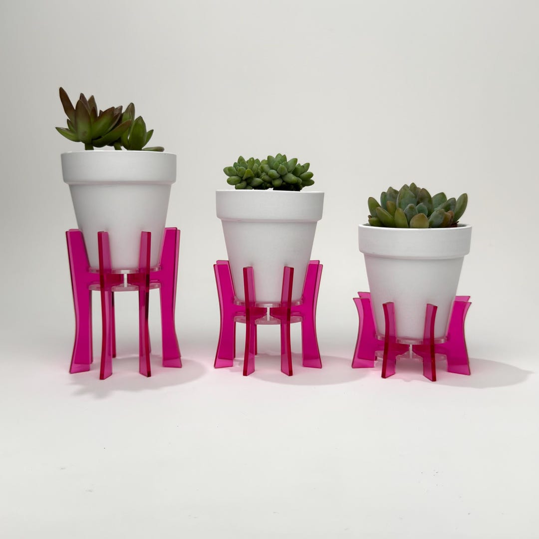 Set of 3 Retro-futuristic Plant Pot Stand – Perfect for Succulents ...