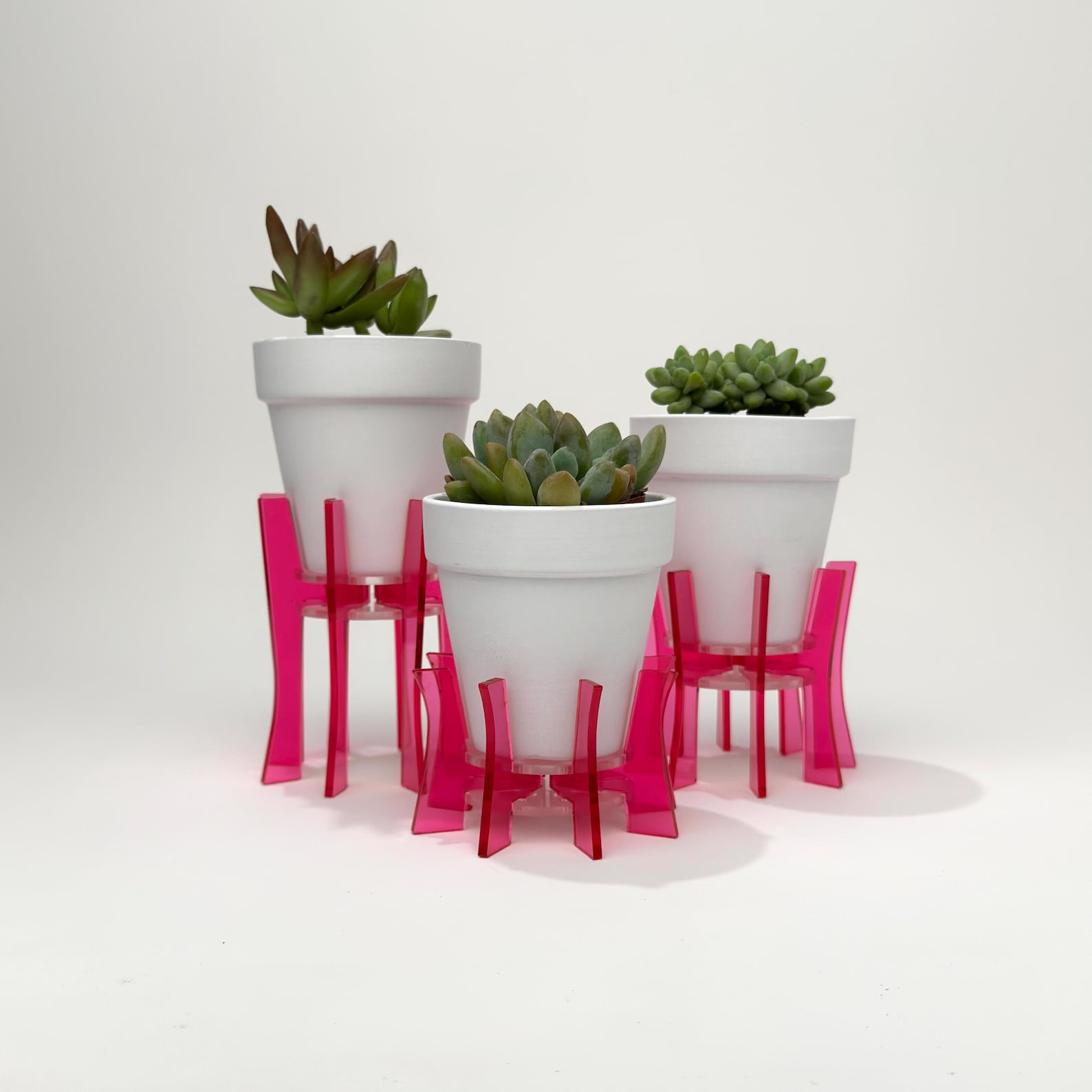 Retro-futuristic Acrylic Plant Pot Stand Set: Mid-century Modern ...