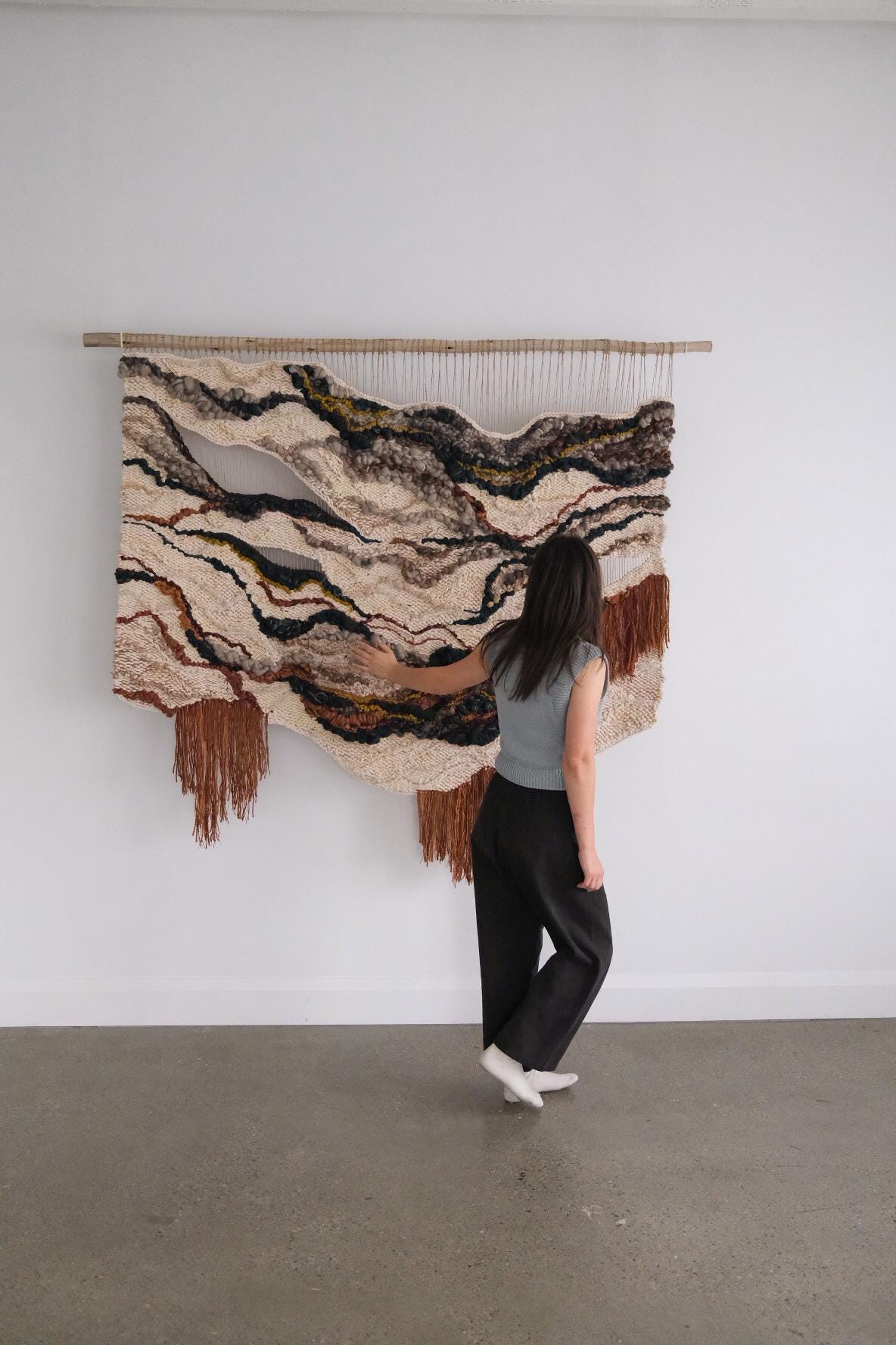 Handwoven Textile Wall Art, Hemp Linen Cotton Tapestry, 64x64 - Etsy