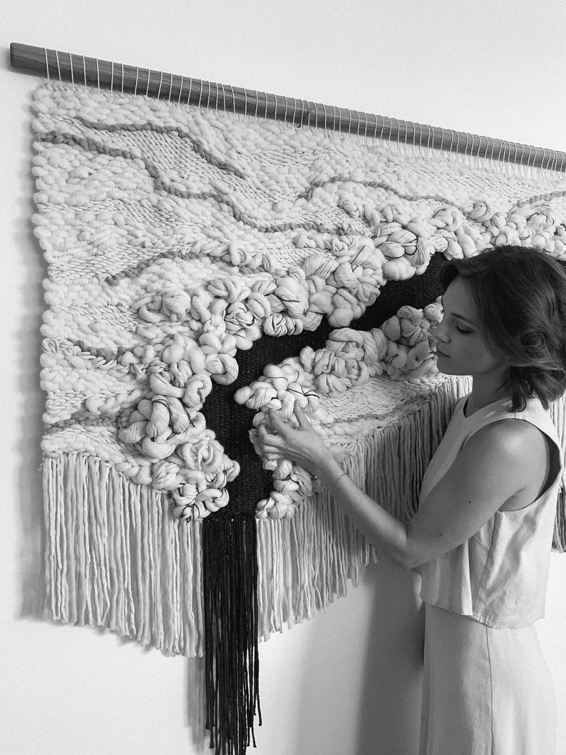 Extra Large Woven Wall Hanging: Wool, Cotton, River Design - Etsy