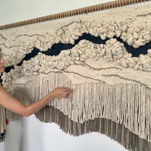 Extra Large Woven Wall Hanging: Wool, Cotton, River Design - Etsy