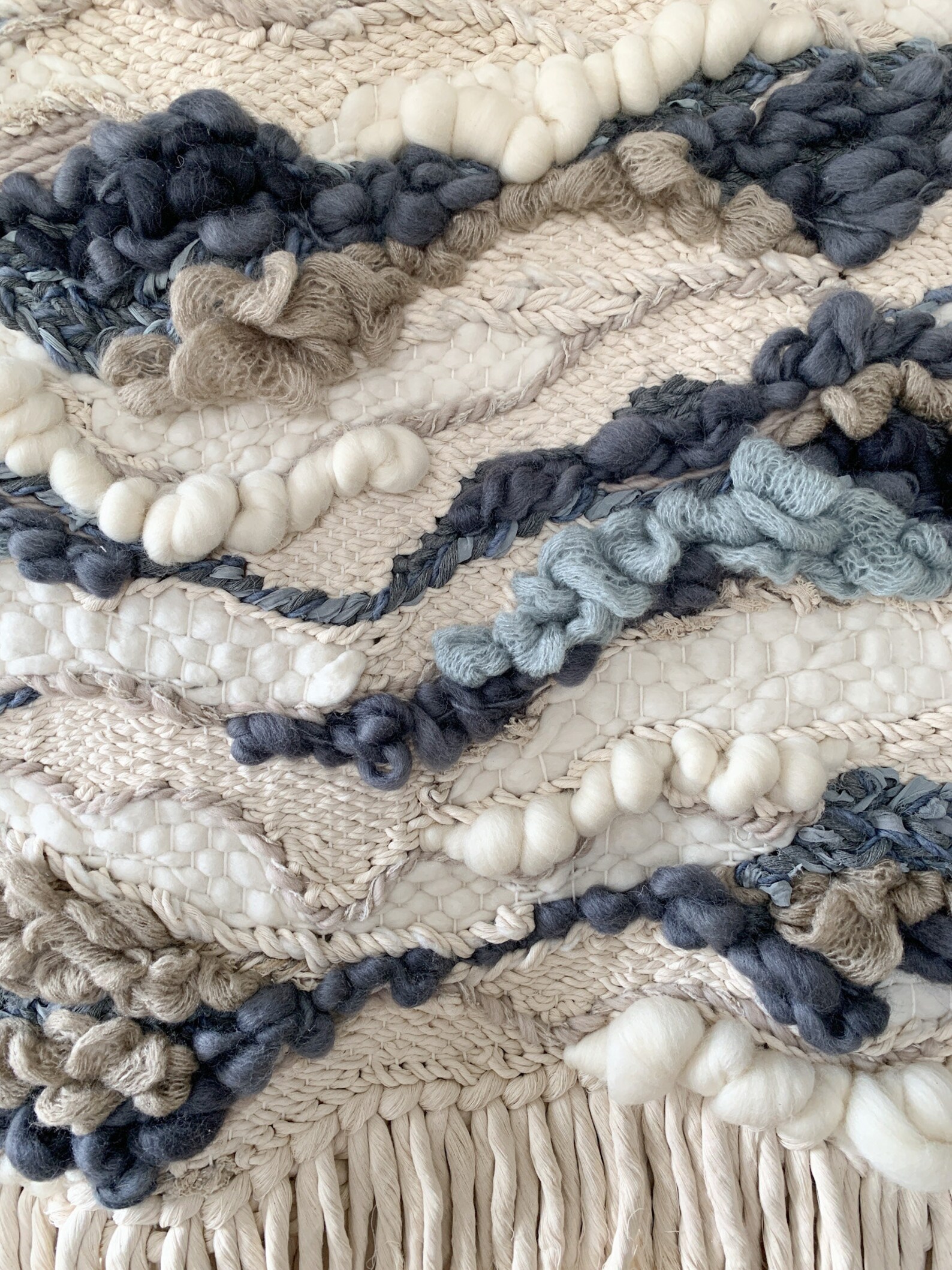 Blue Wall Hanging Slate Blue Wall Art Ocean Wall Hanging Fiber - Etsy