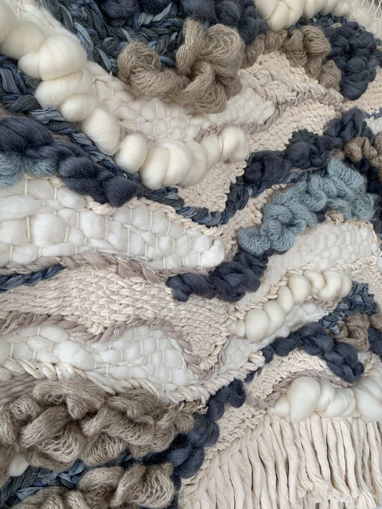 Blue Wall Hanging Slate Blue Wall Art Ocean Wall Hanging Fiber - Etsy