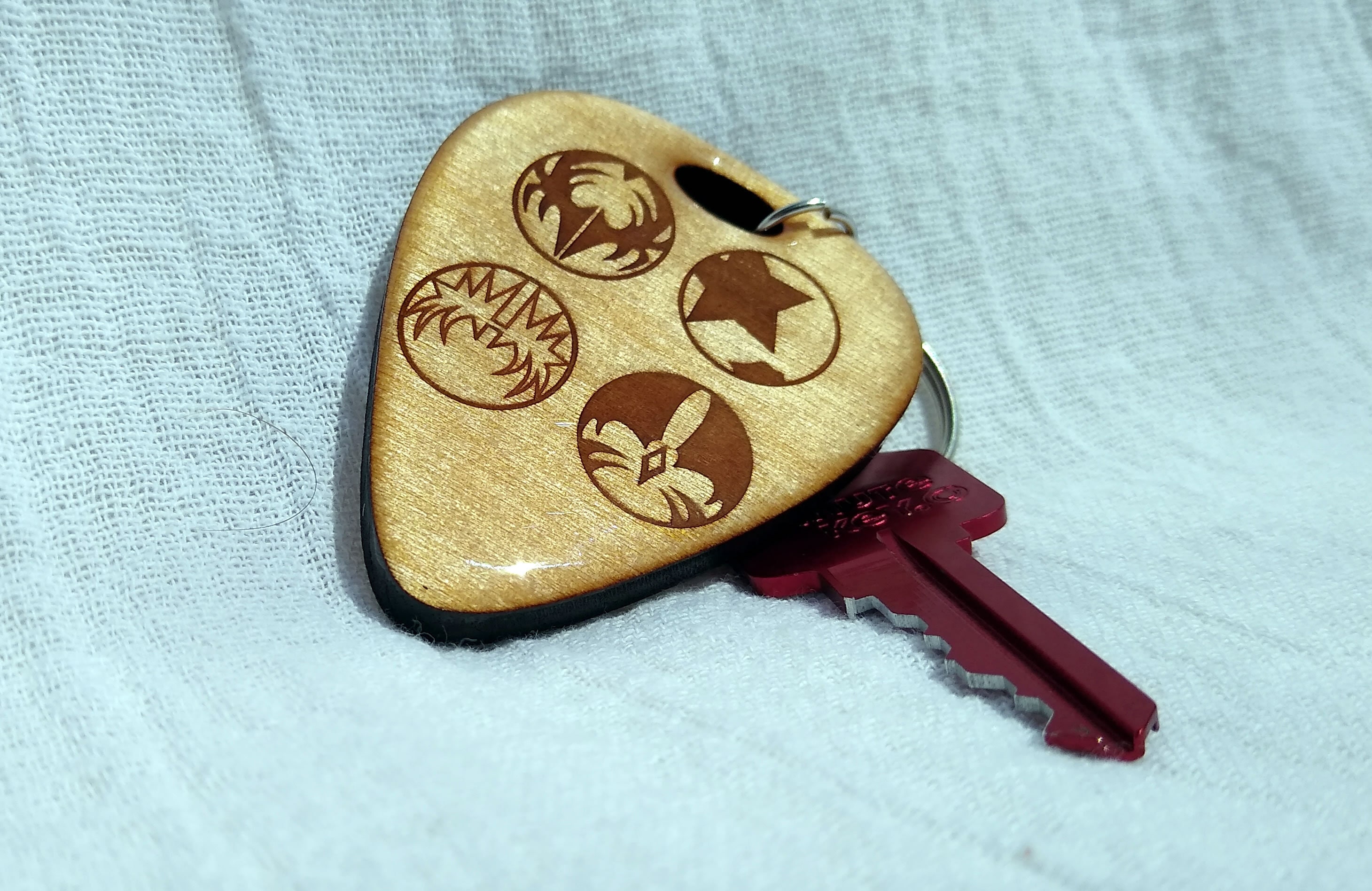 KISS Rock Band Guitar Pick Keychain Natural Wood Key Ring | Etsy