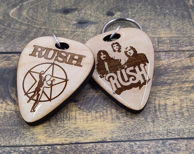 Rush Logo Art Guitar Pick Keychain Combo 2-pack, Rush Band, Geddy Lee ...