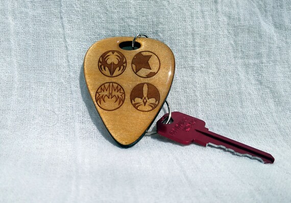 KISS Rock Band Guitar Pick Keychain Natural Wood Key Ring | Etsy