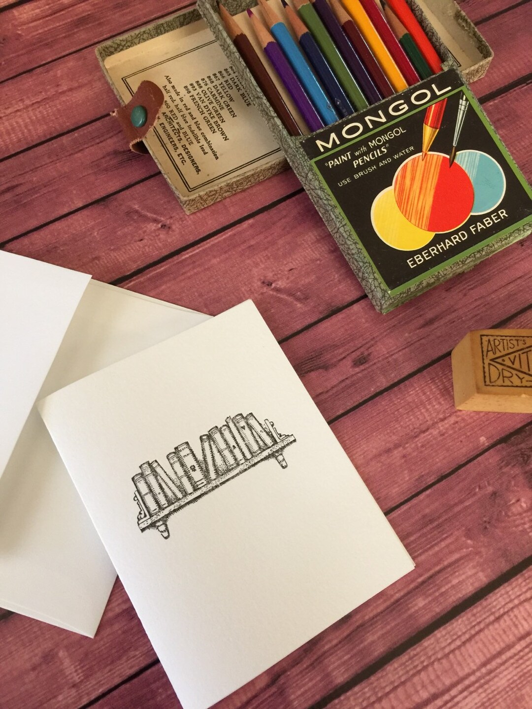 BOOKS - Five Letterpress A2 Folded Cards and Envelopes - Crane's LETTRA ...