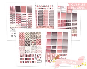 Purple Damask Printable Weekly Planner Stickers for Erin | Etsy