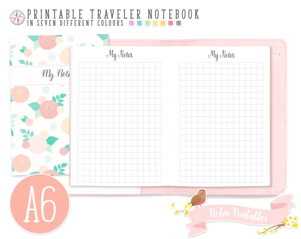 A6 Squared Notes Traveler Notebook Refill. 4 X 6 Printable TN | Etsy
