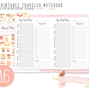A6 Weekly Meal Planner Traveler Notebook Refill. 4 X 6 - Etsy