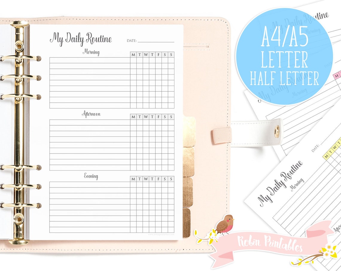 Daily Habits Printable Planner Insert Page. A4 Letter A5 | Etsy