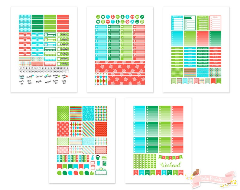 Christmas Printable Weekly Planner Stickers for Erin Condren | Etsy