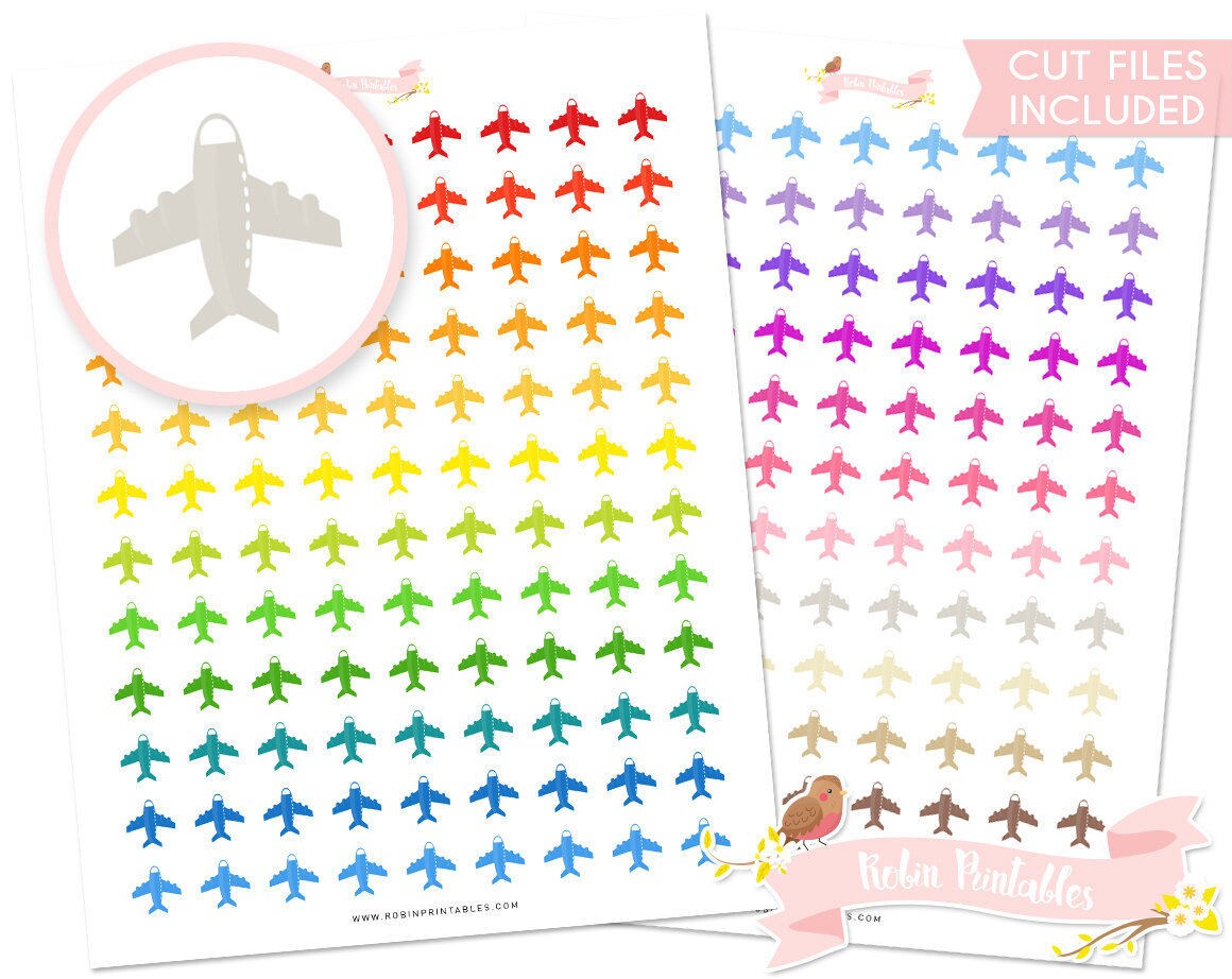 Airplane Printable Planner Stickers Erin Condren aeroplane | Etsy