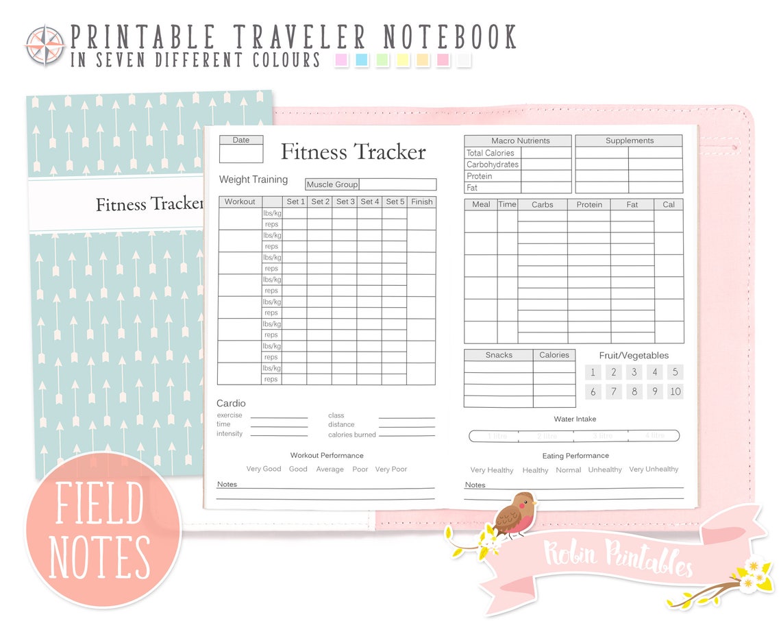 Pocket Fitness Tracker Traveler Notebook Refill. Field Notes | Etsy