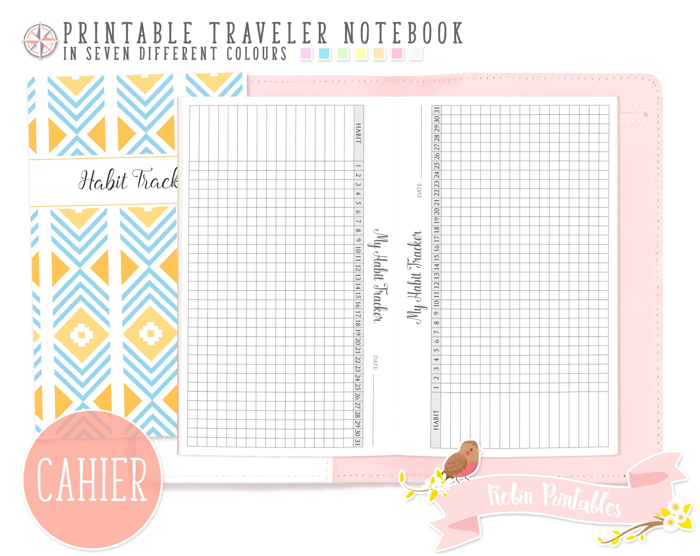 Cahier Monthly Habit Tracker Traveler Notebook Refill. Wide - Etsy UK