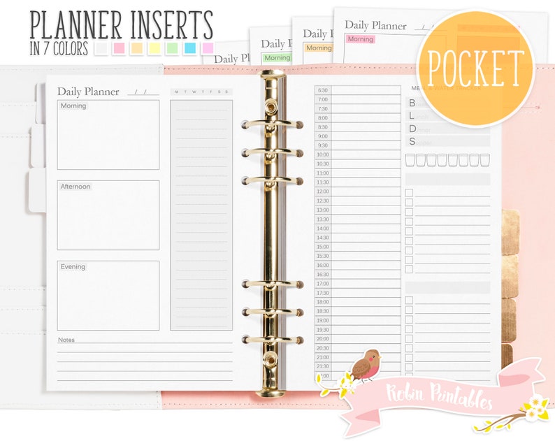 Pocket Daily Planner Printable Binder Inserts. Fits Planners - Etsy