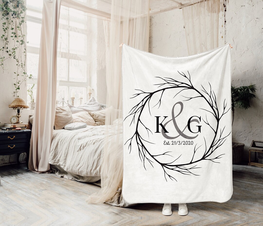 Couples Initials Blanket - CUSTOM BLANKET for Couple, Couples Name ...