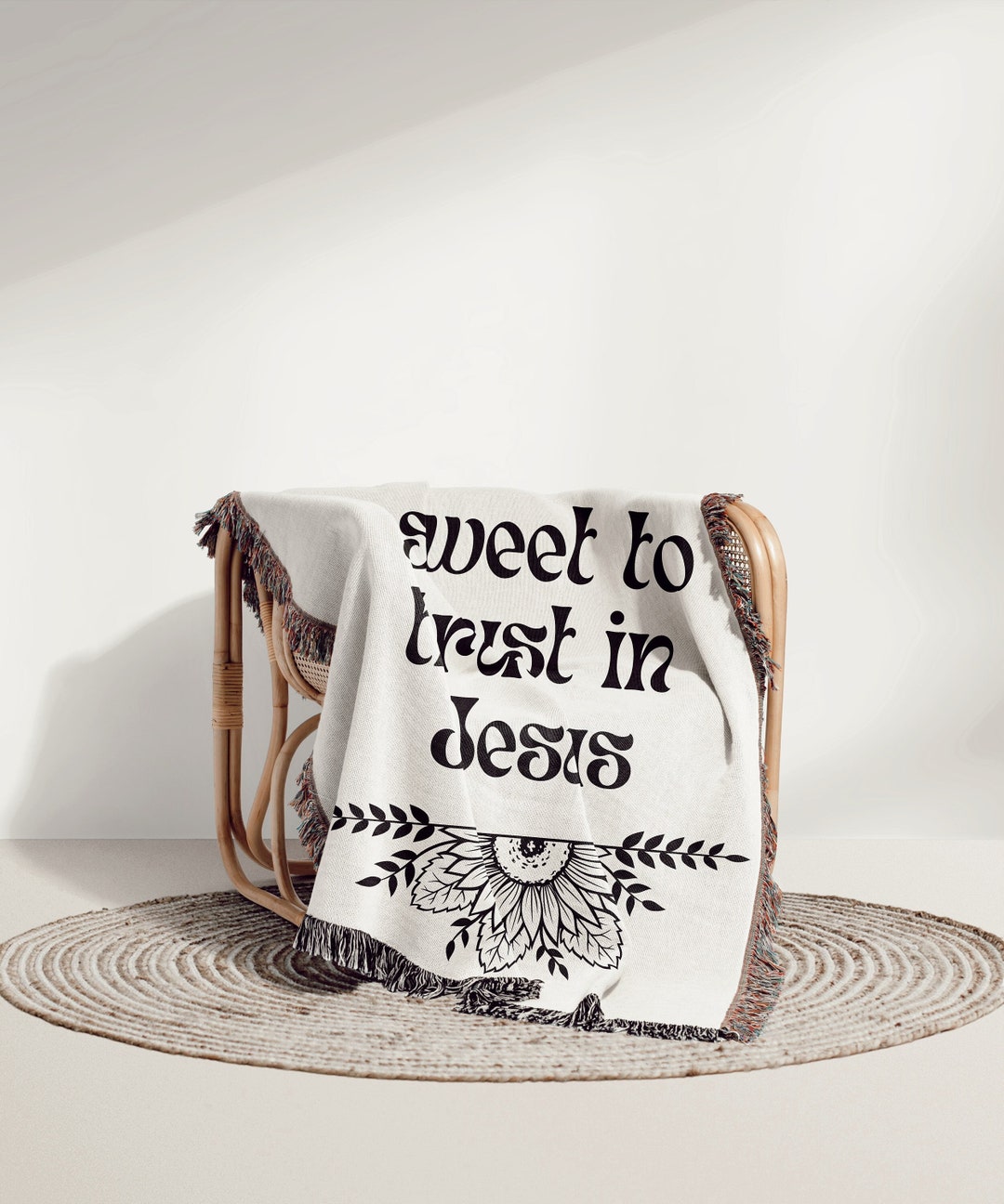 Tis so Sweet to Trust in Jesus - Christian Blankets - Woven Mid Century ...