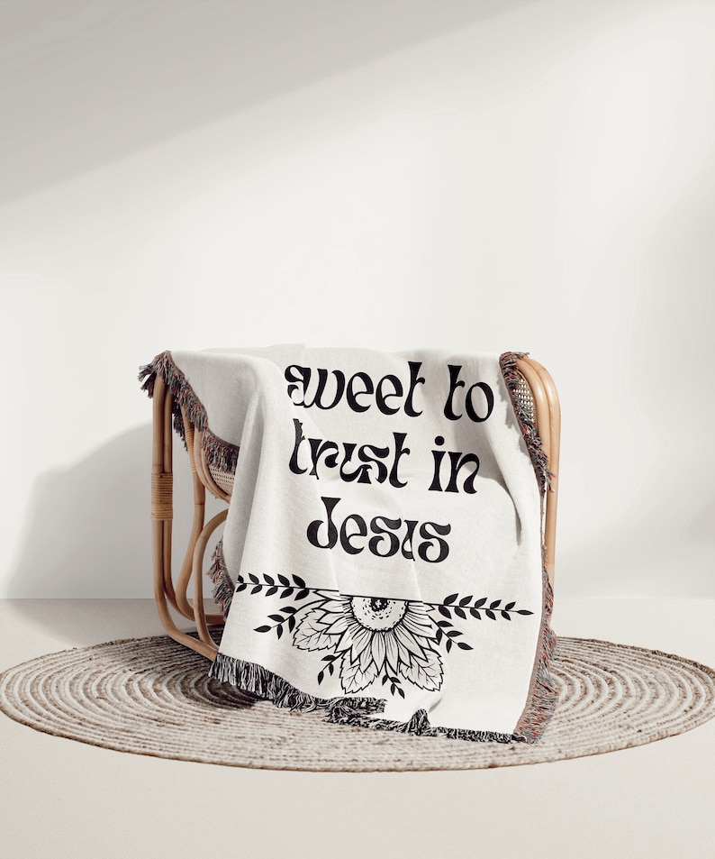 Tis so Sweet to Trust in Jesus - Christian Blankets - Woven Mid Century ...