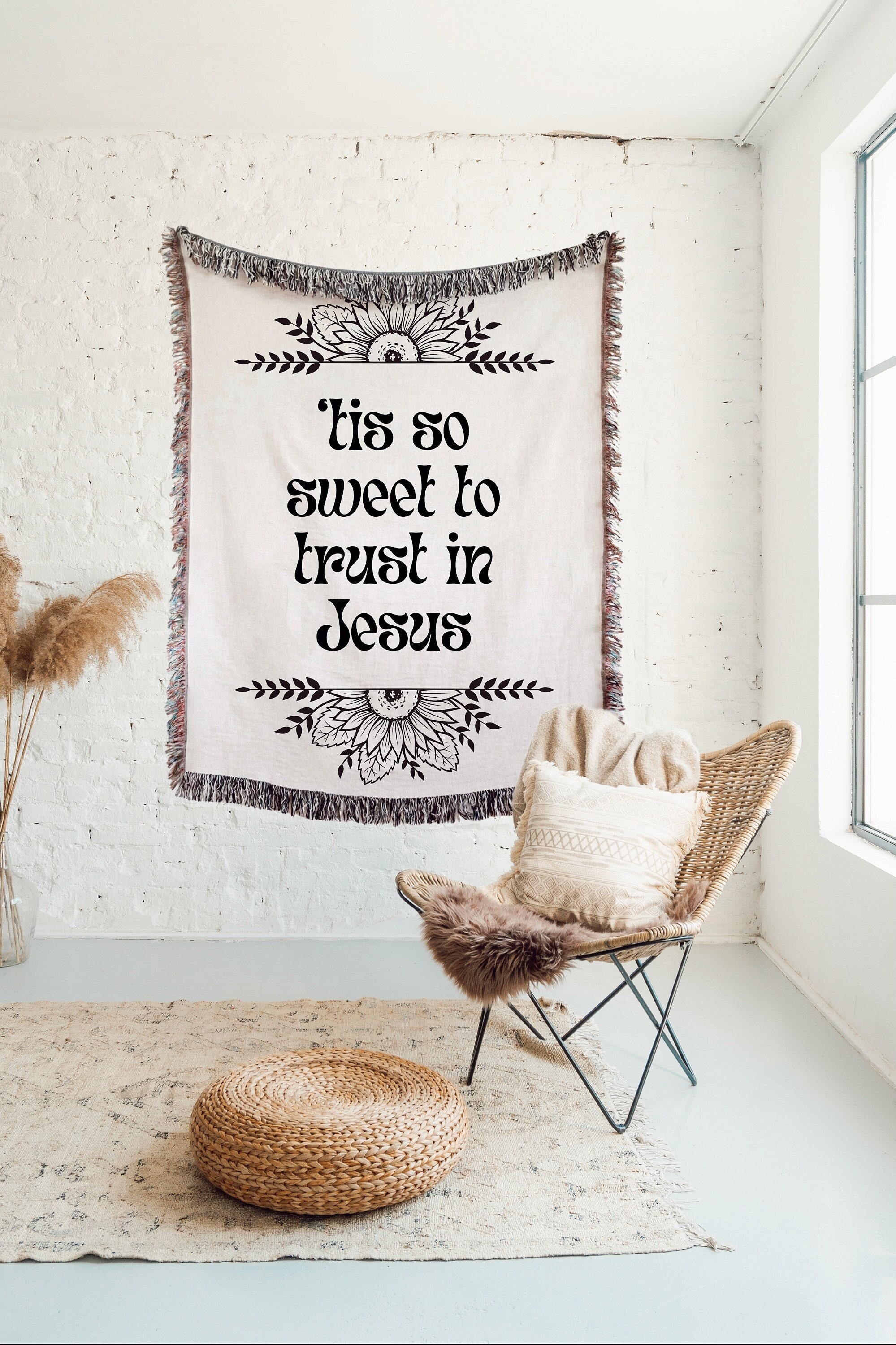 Tis so Sweet to Trust in Jesus - Christian Blankets - Woven Mid Century ...