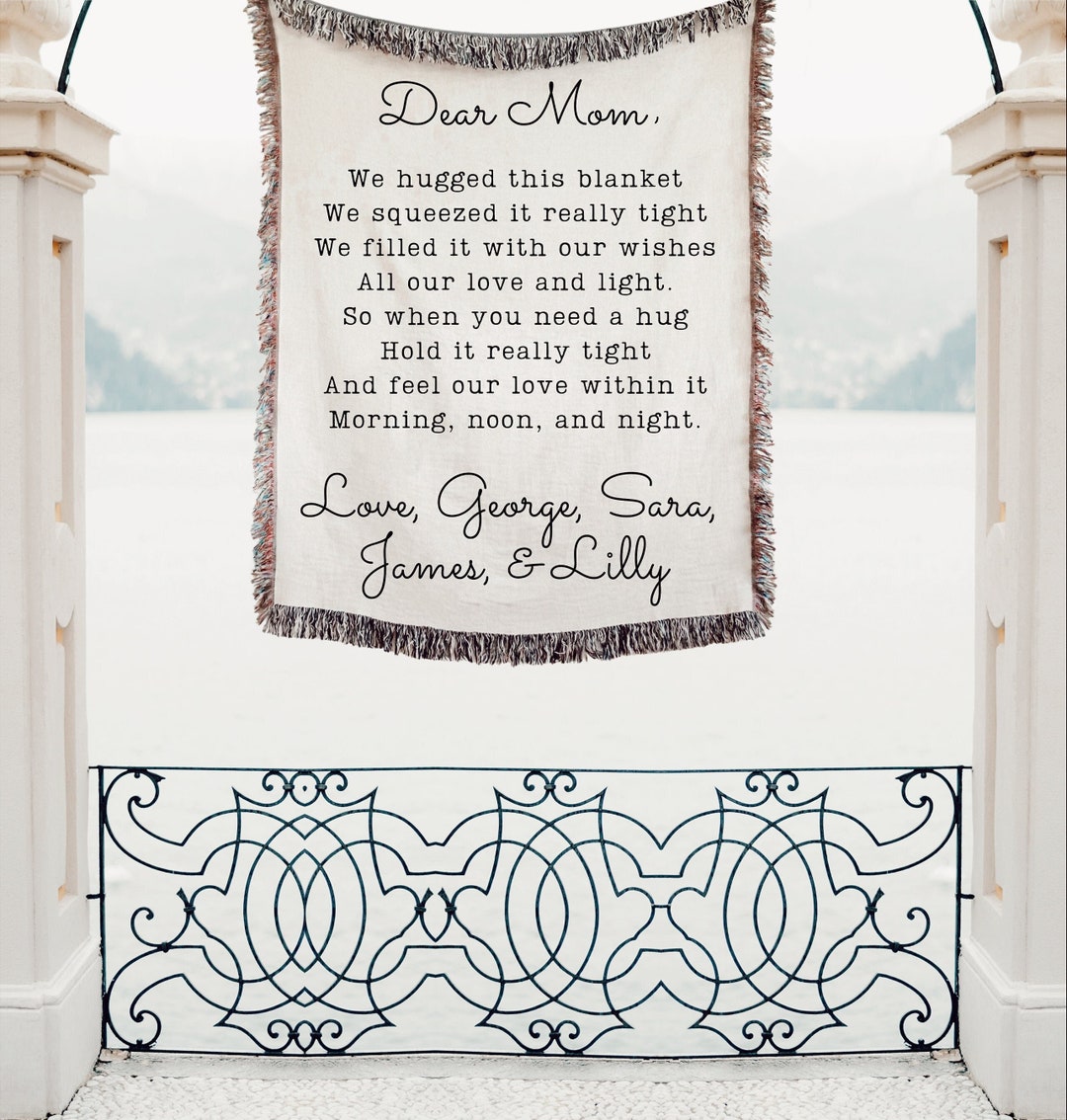 Personalized Poem Blanket, Woven Cotton Throw – Gift for Mom, Grandma ...