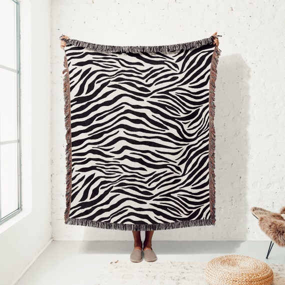 Zebra Print Throw Blanket Black & White Woven Marble Throw - Etsy