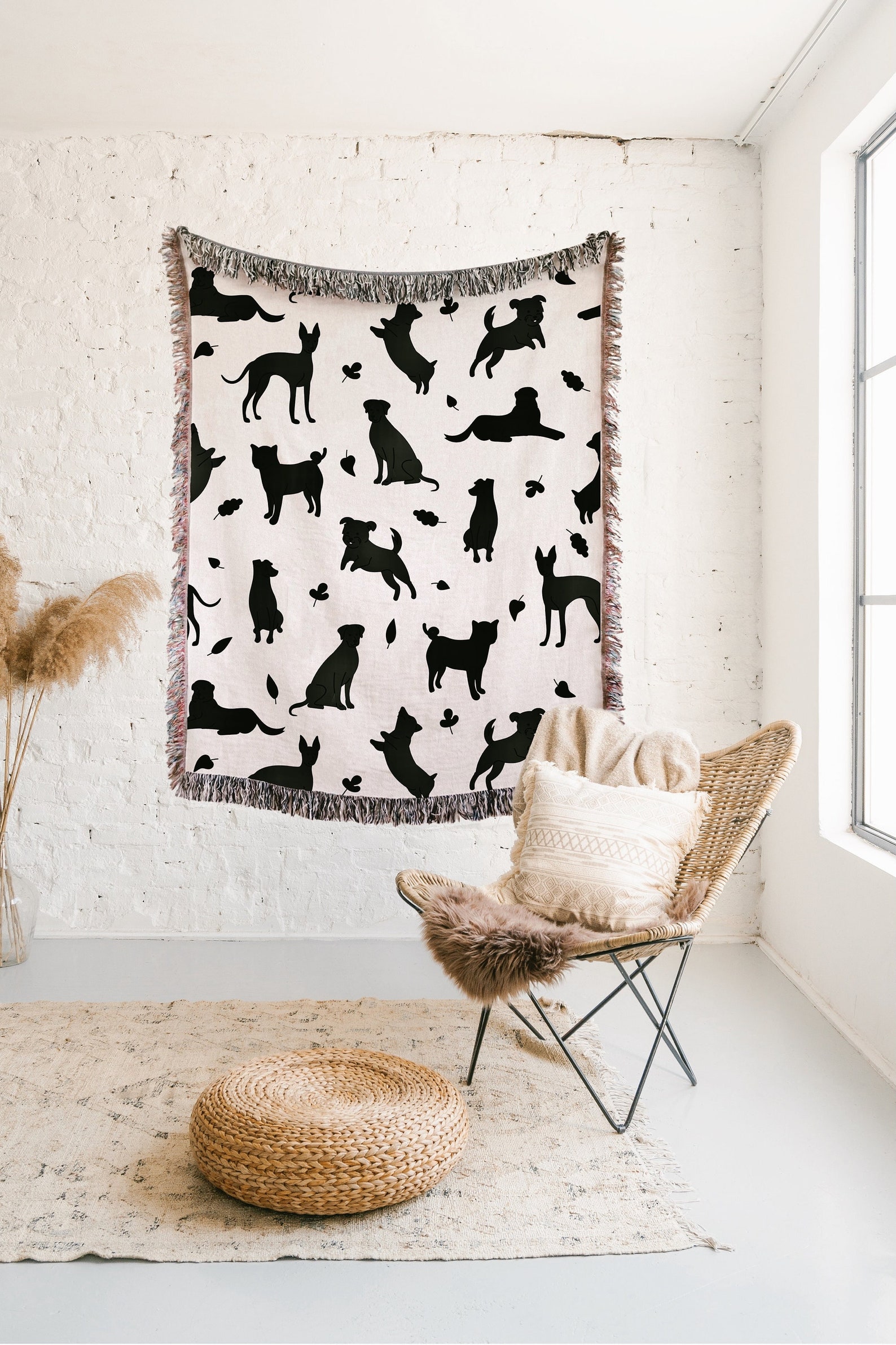 Dog Throw Blanket, Woven Cotton Throw, Cute Gift for Dog or Pet or ...
