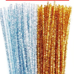 Gold and Silver Tinsel Pipe Cleaners 300mm 100pieces - Etsy UK