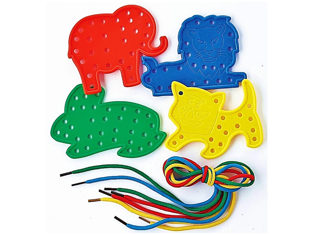 4 Animal Lacing Shapes with Colour Laces - Etsy España