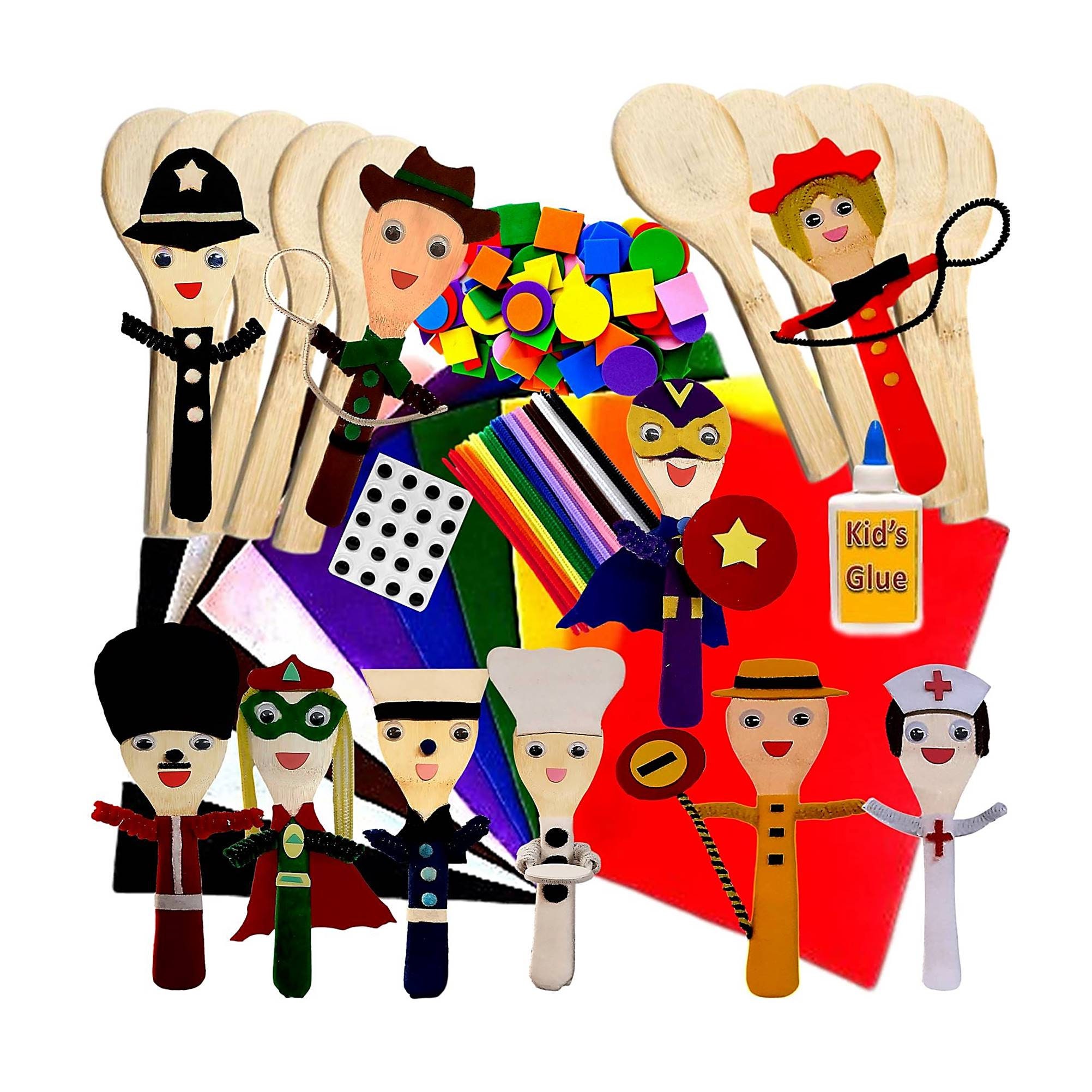 Make your own People Wooden Spoon Felt Craft Pack 10 Spoons - Etsy France