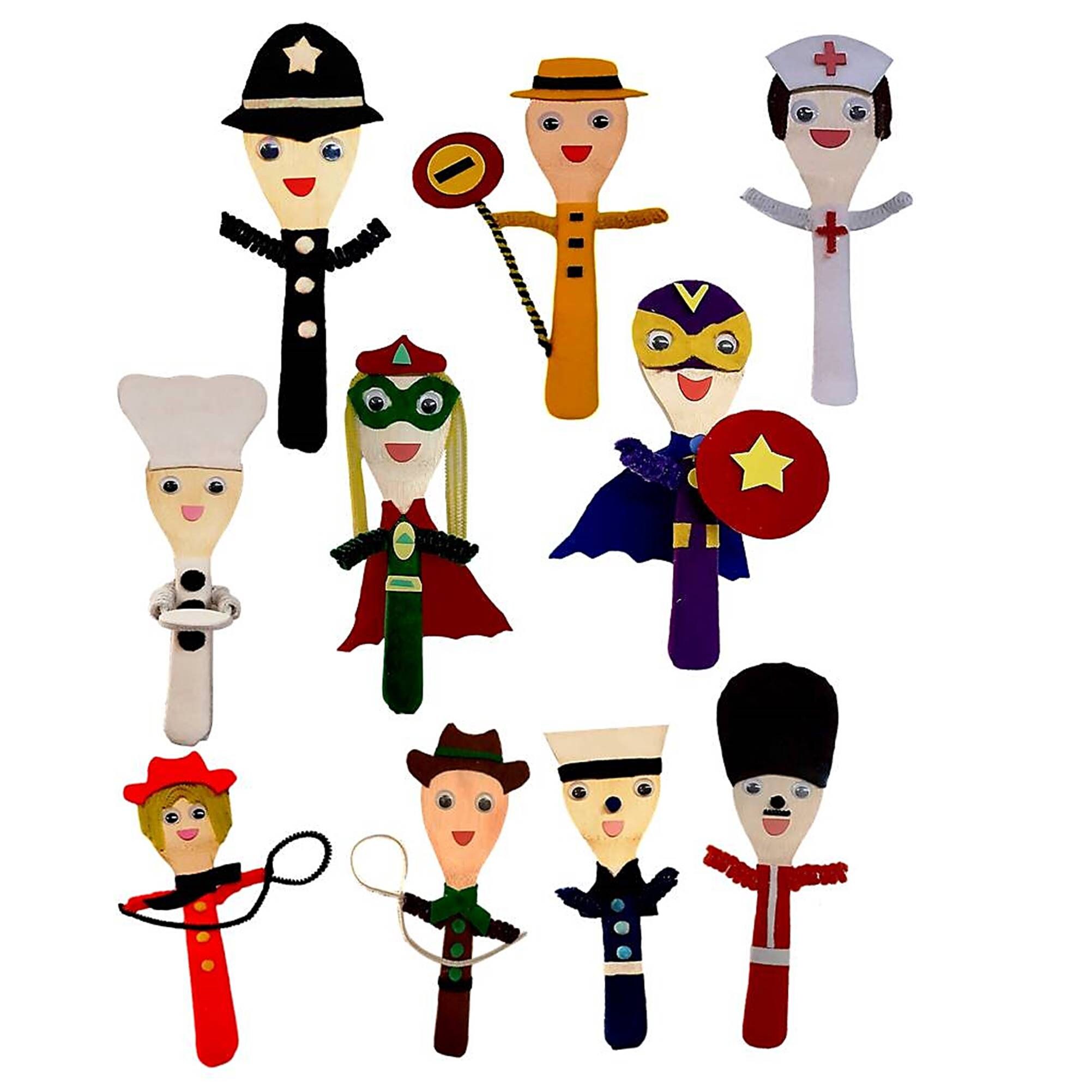 Make your own People Wooden Spoon Felt Craft Pack 10 Spoons | Etsy