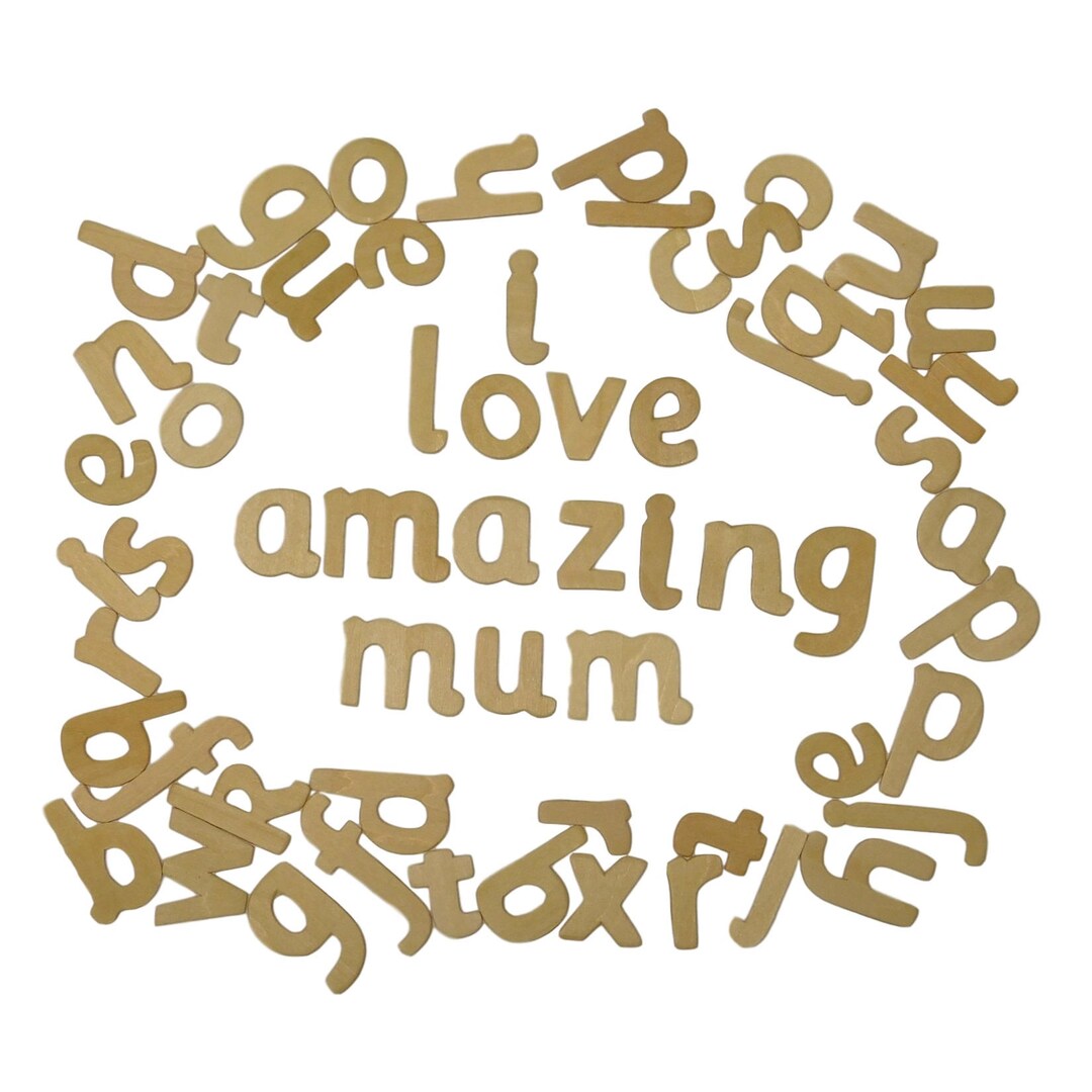 60 Craft Alphabet Wooden Lower Case Letters School Educational Font Set ...