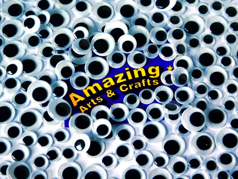 Black Self Adhesive Eyes Wiggly Wobbly Sticky Googly 100 Assorted Sizes