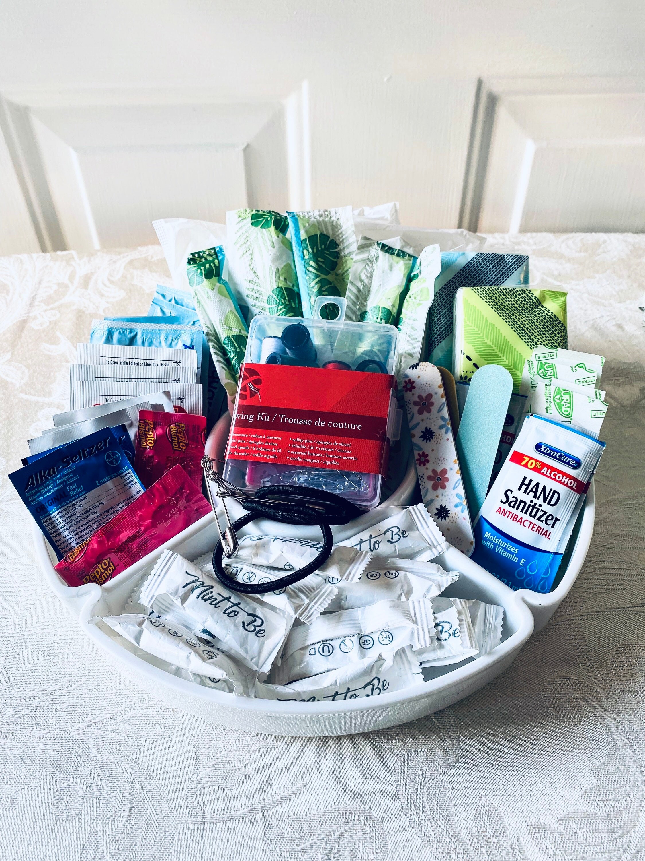 Bridal Emergency Kit Ladies Bathroom Tray Wedding Bathroom Basket Sign ...