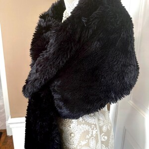 Black Fur Shawl Faux Fur Wrap, Stole Winter Wedding Pull-through Design ...