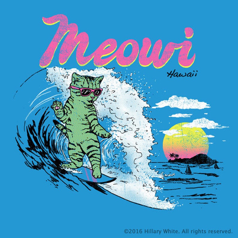 Meowi T-shirt - Funny Cute Tee Shirt Gift for Summer Surfer Vacation ...