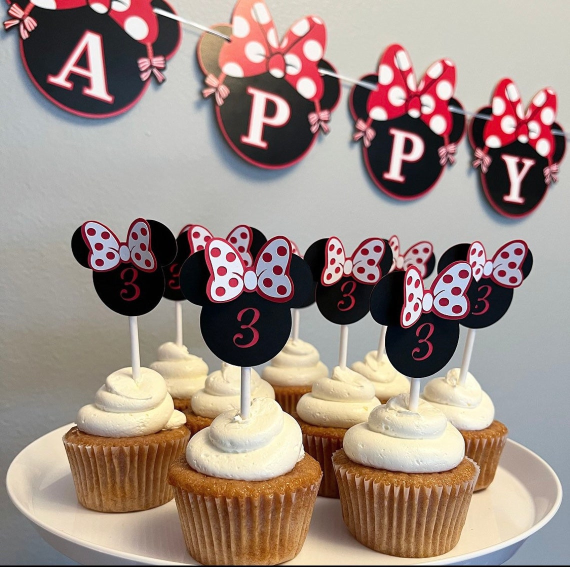 Minnie Mouse Cupcake Toppers (12 Pcs.) - Etsy