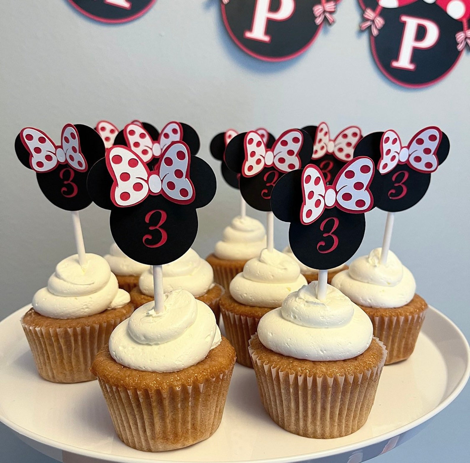 Minnie Mouse Cupcake Toppers (12 Pcs.) - Etsy