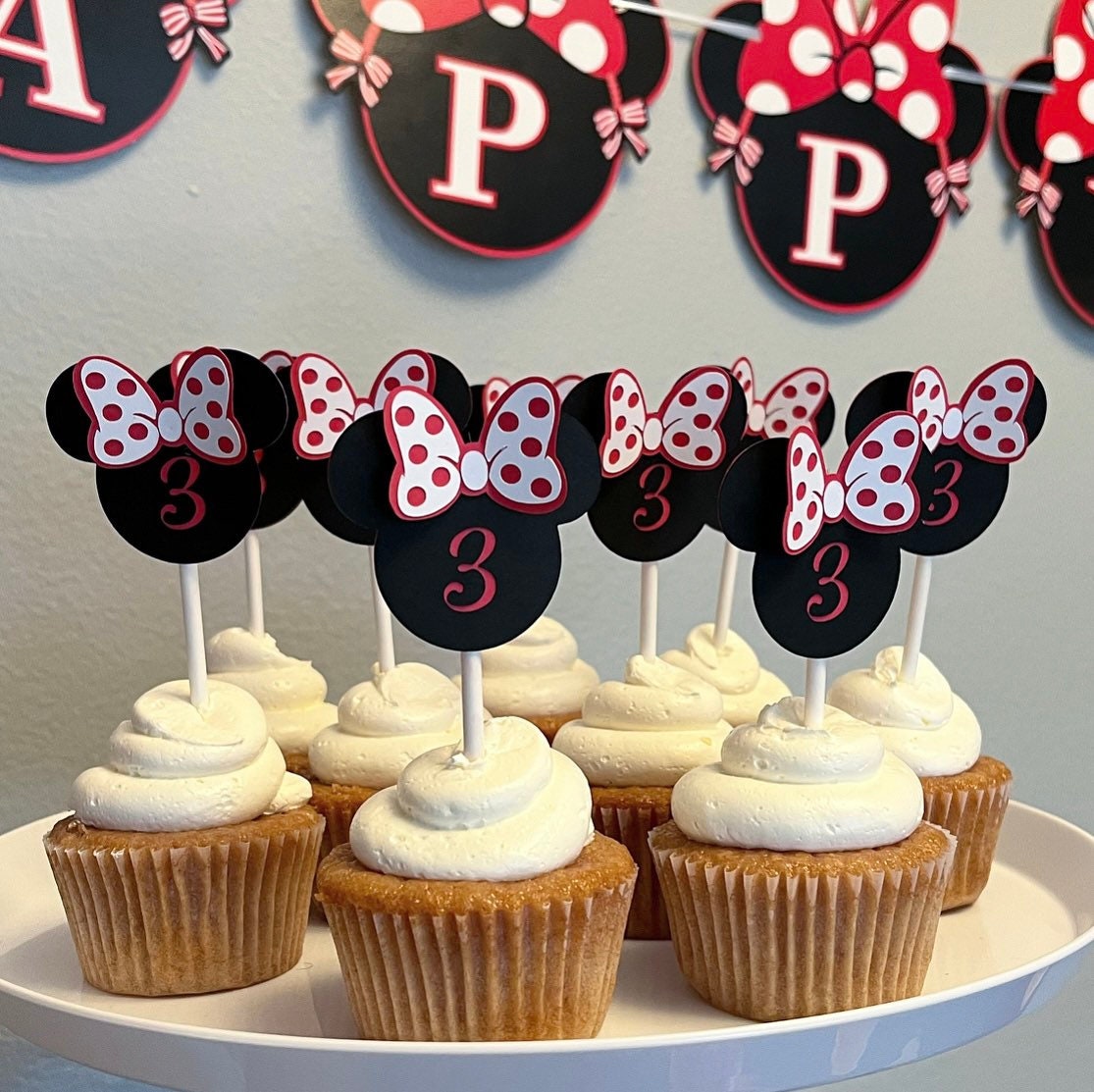Minnie Mouse Cupcake Toppers (12 Pcs.) - Etsy